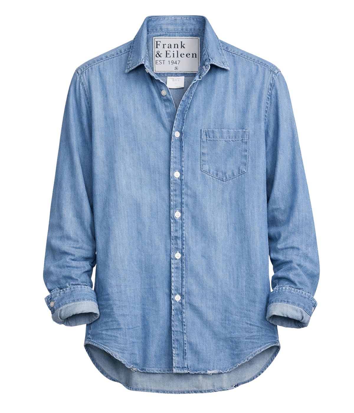 Luke Woven Denim Shirt in Stonewashed Indigo